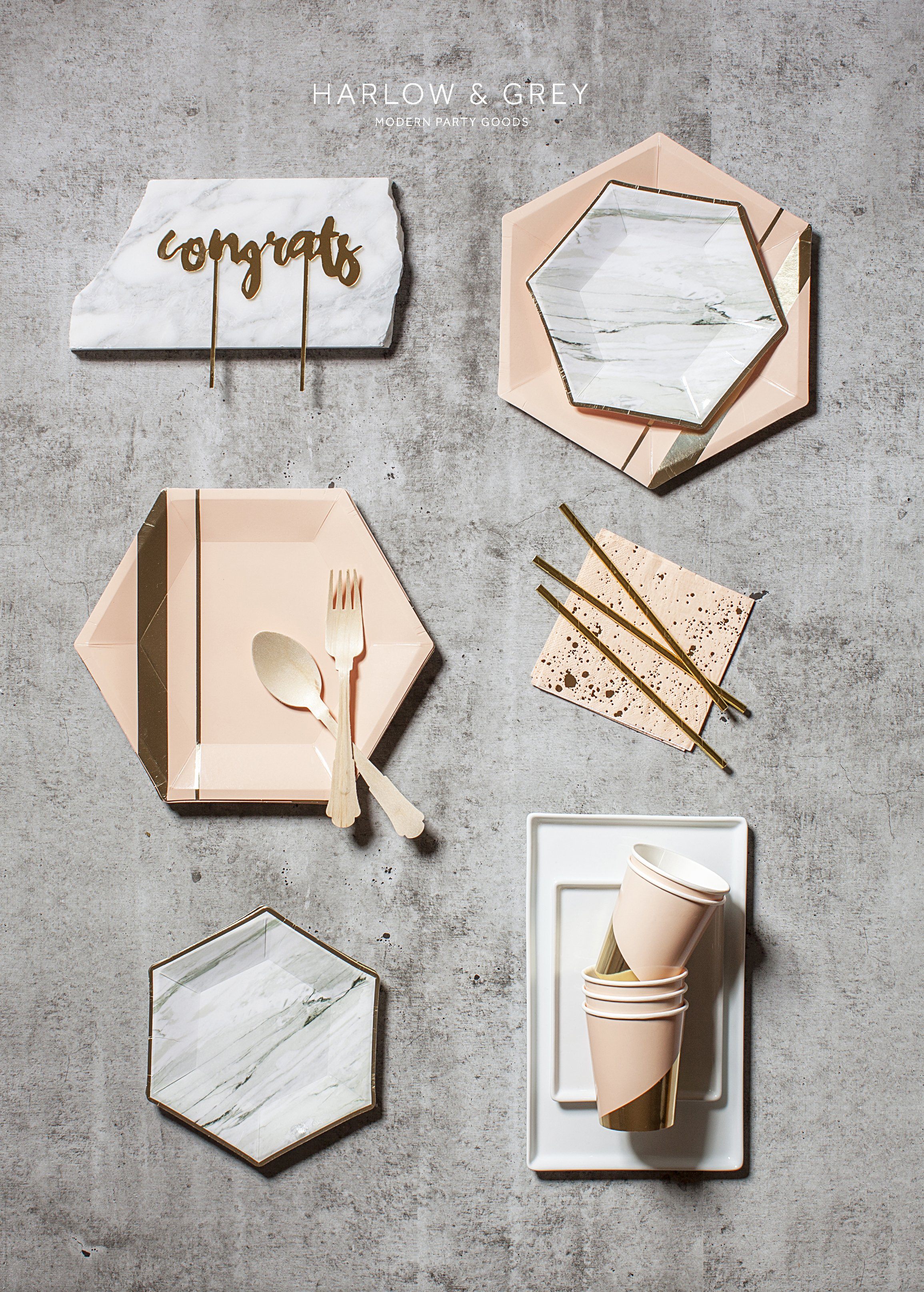 Harlow & Grey White Marble Small Paper Plates – Revelry Goods